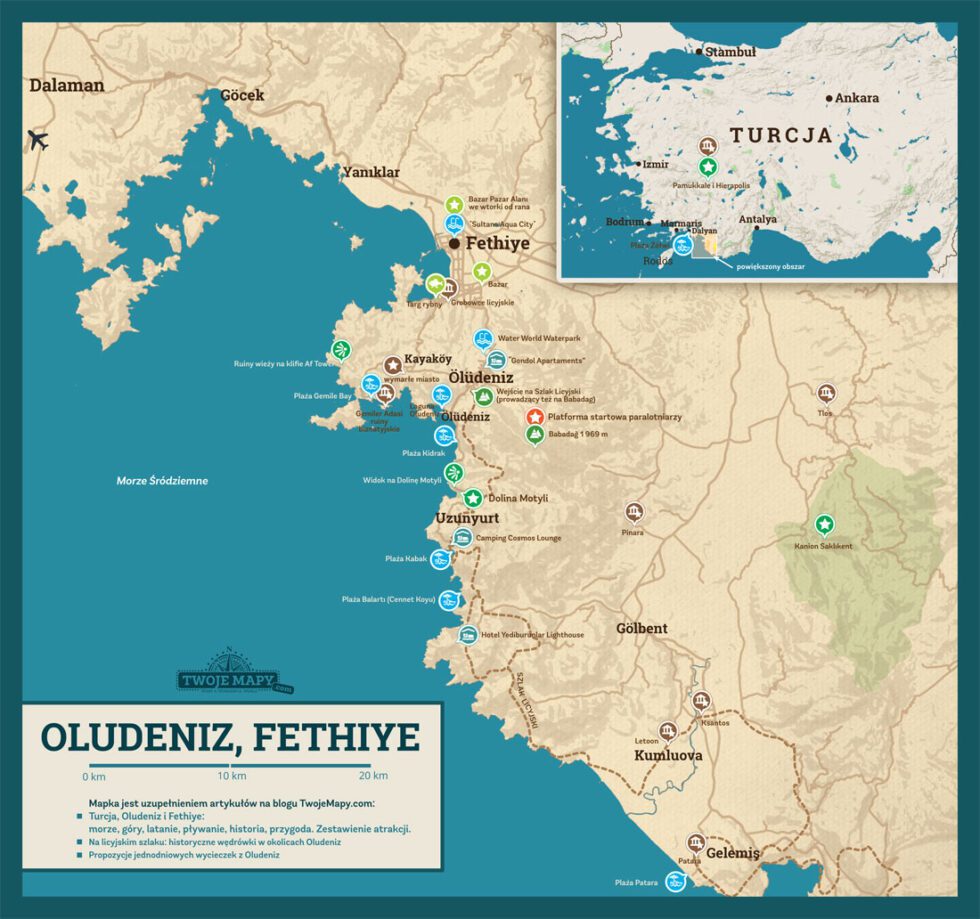 Mapka atrakcji okolic Oludeniz (do pobrania) - Twoje Mapy